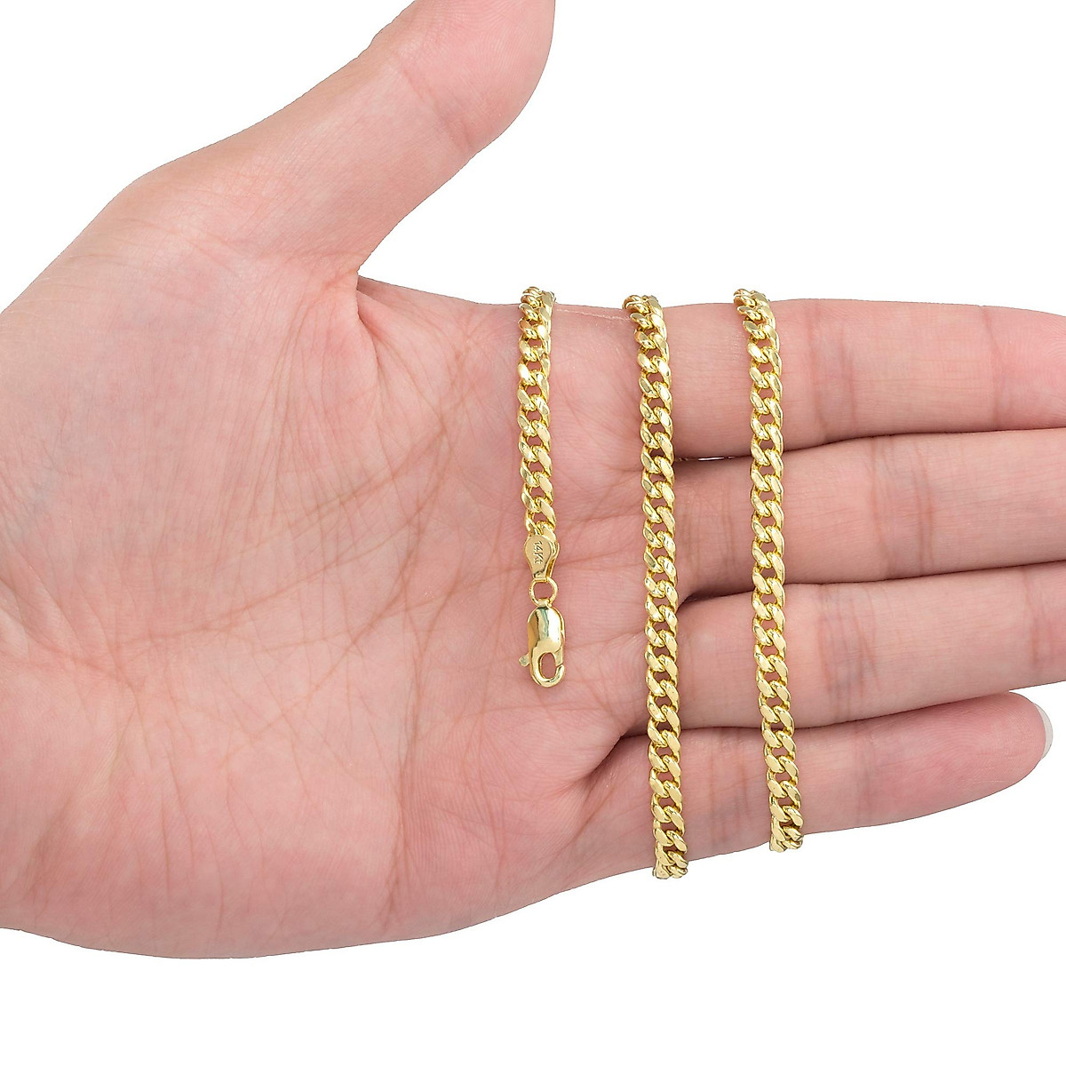 Nuragold 14k Yellow Gold 4.5mm Miami Cuban Link Chain Bracelet, Mens Womens Jewelry 7" 7.5" 8" 8.5" 9"