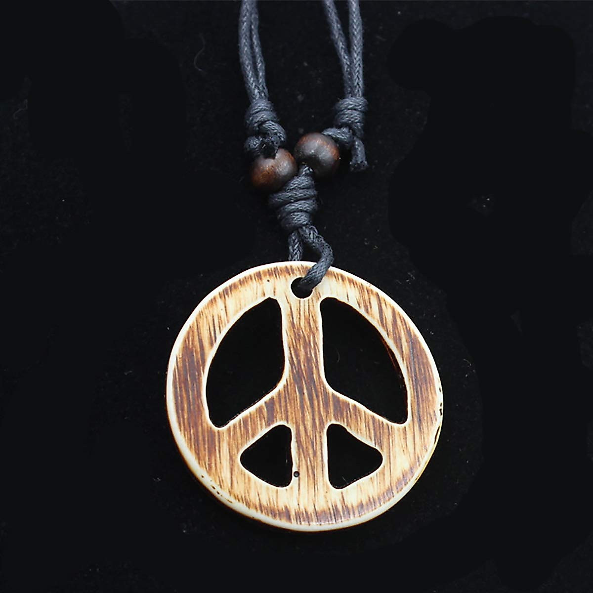 3 Pcs Handmade Adjustable Love Peace Sign Hippie Pendant Necklace Peace Symbol Necklace Vintage Rope Chain Resin Weave Jewelry