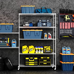 6 Tier 6000lbs Capacity NSF Metal Shelf Wire Shelving Unit, Heavy Duty Adjustable Storage Rack with Wheels & Shelf Liners for Commercial Grade Utility Steel Storage Rack, White - 82"H x 48"L x 18"D