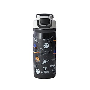 REDUCE 14 oz Hydrate Pro Stainless Steel Insulated Water Bottle - Flip Top Leak-Proof Lid, Dishwasher Safe, BPA-Free, Dual Wall Vacuum, Keeps Drinks Cold for 48 Hrs, Cup Holder Friendly - Galaxy
