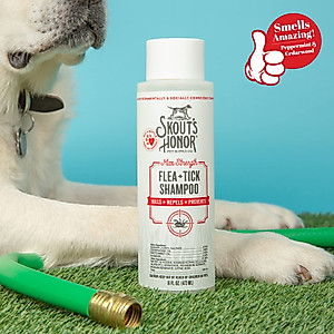 Skout's Honor Flea + Tick Shampoo for Dogs - Natural Peppermint & Cedarwood Formula, Protects from Fleas, Ticks, and Mosquitos, 16 oz