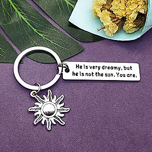 Vadaka Encouragement Gift Jewelry Inspirational Keychain for Women Men Best Friend Gift Friendship Jewelry He is Very Dreamy But He is Not The Sun You are Keyring Birthday Christmas Graduation Gifts