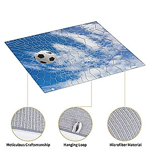 Football Blue-sky Printed Drying Mat For Kitchen Ultra Absorbent Microfiber Dishes Drainer Mats Non-Slip Silicone Quick Dry Pad - 18 X 16inch
