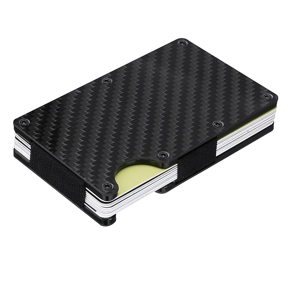 Yellowknife Carbon Fiber Minimalist Wallet for Men - RFID Wallets for Men Credit Card Holder Metal Money Clip - Slim Rigid Mens Wallet
