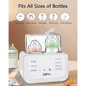 Baby Bottle Warmer, 8-in-1 Fast Milk Warmer for Breastmilk or Formula with Timer, 24H Constant Warming, with Defrost, Heat Baby Food Jars, Sterili-zing Function, Accurate Temp Control, Fits 2 Bottles