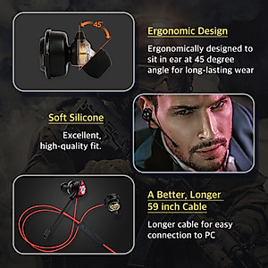 Sound Panda SPE-G9 Plus+ Gaming Earbuds Triple Driver 3.5mm with Dual Microphone | Wired Earbuds with 1.5m Cable | for PC, Mobile, Xbox, PS5, PS4, Switch | in-Ear Gaming Headset (Black)