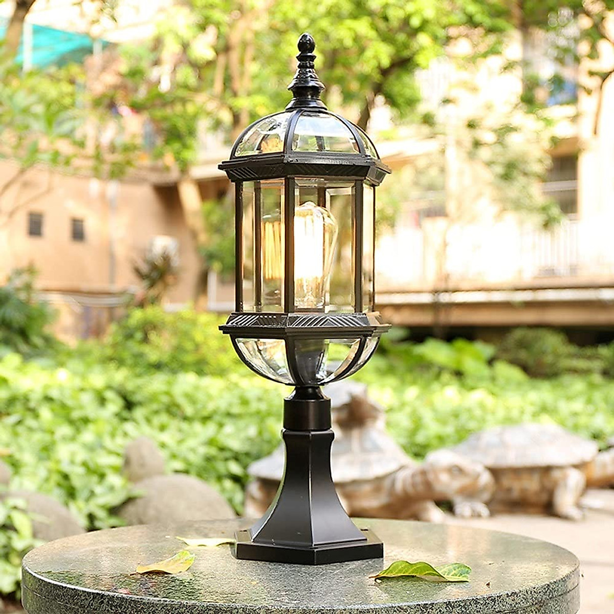 Mrdsre 3-Layer 8-inch Column Lamp Vintage Outdoor Glass LED Post Lighting Rustic Waterproof Led Pillar Wall Lamp Villas Garden Porch Home Landscape Pathway Lights