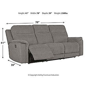 Signature Design by Ashley Mouttrie Modern Adjustable Power Reclining Loveseat with Console & USB Charging, Gray