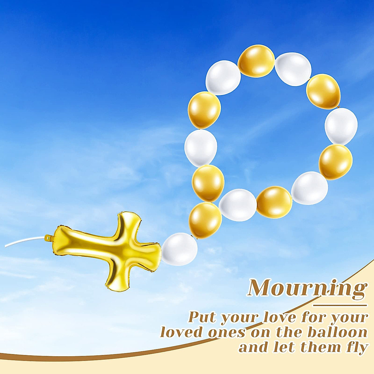 102 Pieces 12 Inch Latex Link Balloons and 34 Inch Gold Cross Balloon Needle Tail Balloons Quick Connect Balloons Jumbo Baptism Balloons Foil Party Balloons for First Communion Baby Shower Decoration