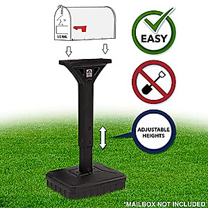 American Home Dig-Free Universal Mailbox Post for Standard Mailboxes - No Digging Needed Mailbox Post - Black
