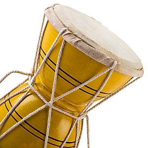 Handmade Wooden & Leather Classical Indian Folk Dumroo Damroo Damaru Hand Drum Set Percussion Decorative Collectible Showpiece World Musical Instruments (Yellow)