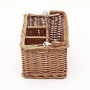 JJSQYLAN Wicker Utensil Caddy Cutlery Holder Flatware Caddy for Kitchen Dining Table, Restaurant, Cabinet, Pantry - Holds Knives, Forks, Silverware, Serving Utensils (wicker-1pcs)