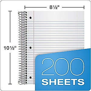 Oxford Spiral Notebooks, 5-Subject, Wide Ruled Paper, Durable Plastic Cover, 200 Sheets, 5 Divider Pockets, 2 Per Pack (10387), Assorted