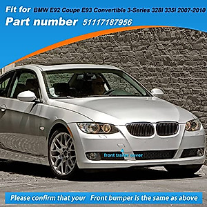 Front Bumper Tow Hook Cover Towing Eye Cap Fit for BMW E92 Coupe E93 Convertible 3-Series 328i 335i 2007 2008 2009 2010 51117187956 (White, Right Passenger Side)