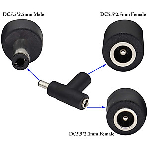 zdyCGTime 90 Degree Angle DC 5525Female to Male&Female Connector Multifunction DC Adapter DC Power Connector DC5.5x2.5mm Jack Coupler Converter for Laptop CCTV Camera Strip Lighting 4 PCS