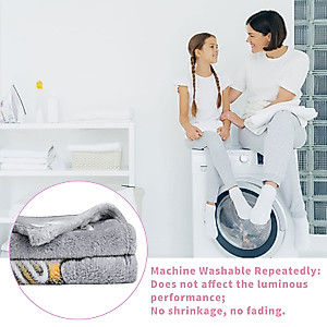 Glow in The Dark Blanket Soccer for Kids Boys Girls Fun Soft Plush Flannel Furry Fluffy Nap Sleep Blanket, Christmas Thanksgiving Birthday Magical Decor Luminous Throw 50"x60"