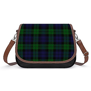 FunnyStar Black Watch Plaid Women's Crossbody Bag Messenger Handbags Purse with Adjustable Shoulder Strap