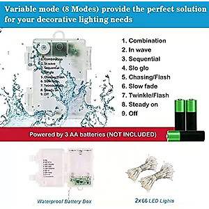 LIOPEED 2 Pack 22.6ft 66 Led Battery Powered String Lights, IP65 Waterproof 8 Modes Twinkle Fairy Lights with Timer for Bedroom, Garden, Party, Christmas Tree Indoor Outdoor Decorations，Warm White