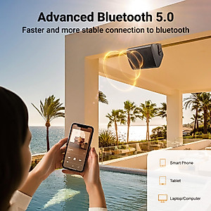 STUDIOFINIX 6.5 Inches Indoor Outdoor Bluetooth Speakers Waterproof Wired Wall Mount Active Speakers 400 Watt for Patio Garage,Deck,Backyard (Black)