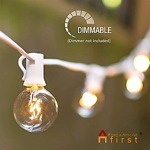 Afirst Outdoor String Lights 50FT with 53 Globe Bulbs Patio String Lights Weatherproof Outdoor Hanging Lights for Garden/Backyard Party/Wedding-White Cord
