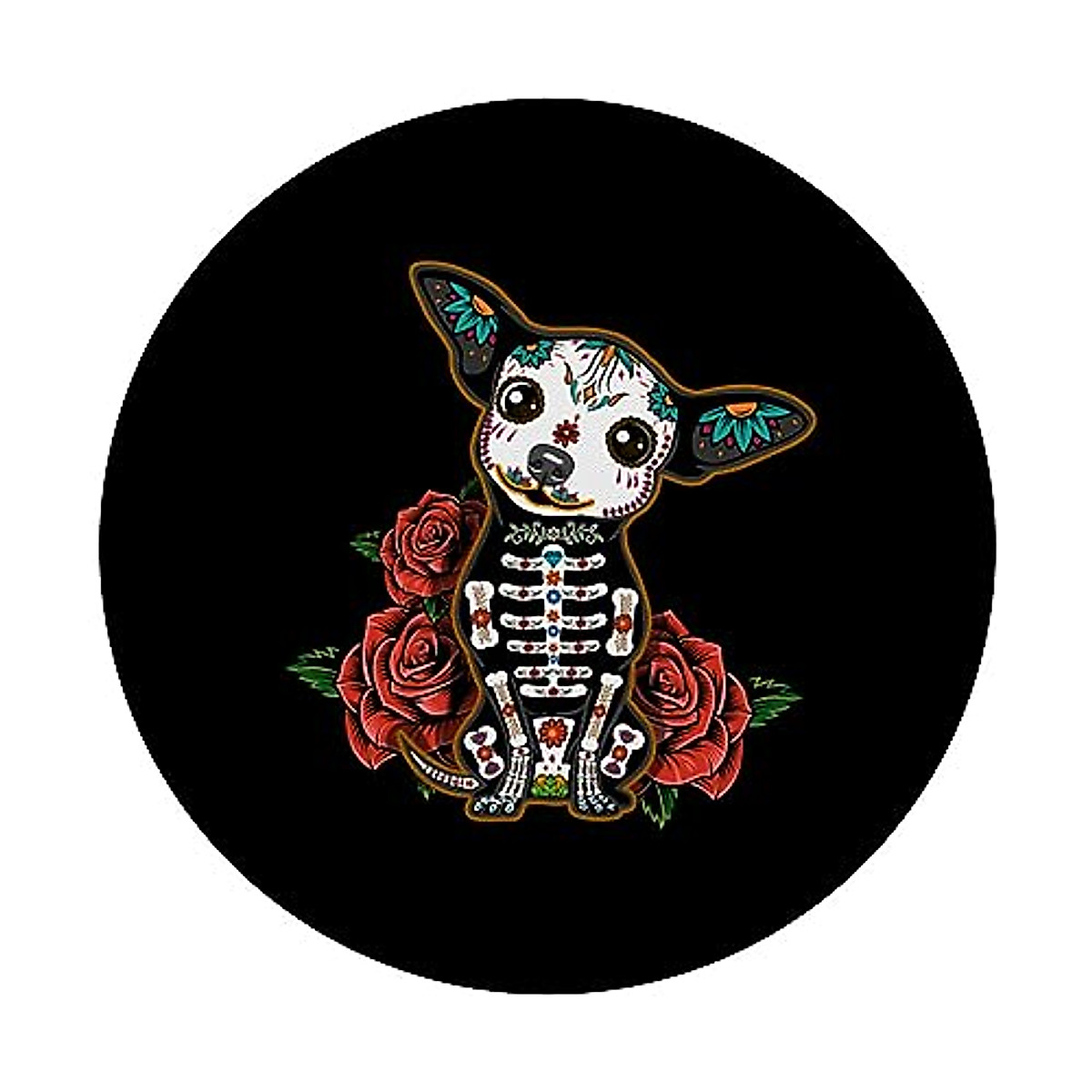 Calavera Chihuahua Playful Colorful Cute Dia De Los Muertos PopSockets Standard PopGrip
