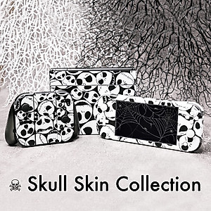 BelugaDesign Skulls Switch Skin | Gothic Sticker Wrap Vinyl Decal | Nightmare Halloween Horror | Compatible with Nintendo Switch (Switch Lite, Black White)