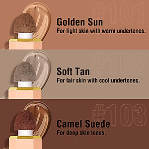 Yeweian Liquid Contour Stick Makeup, Cream Face Bronzer Stick Built-in Sponge Tip, Cool Toned Contour Stick for Women and Girl, Lightweight Blendable Liquid Bronzer Concealer Stick (101 Golden Sun)