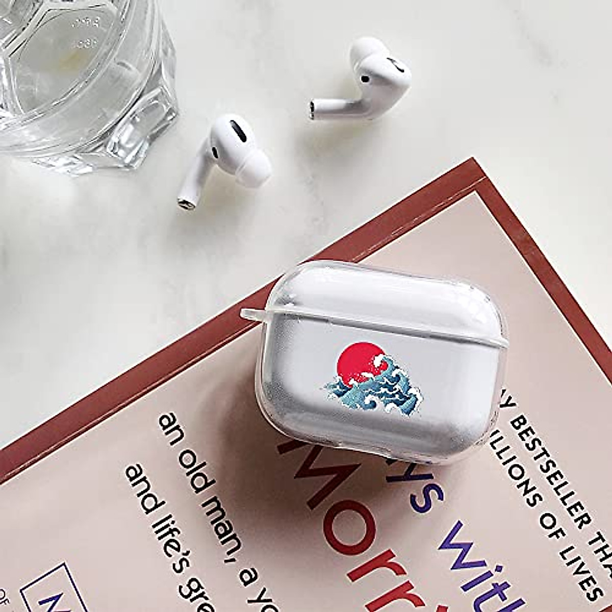 LALAPOPO for Airpods Pro Case Wave, Cute Clear Protective Soft TPU Cover for Apple Airpods Pro with Keychain, Kawaii Fun Cases for Girls Kids Teens Air pods