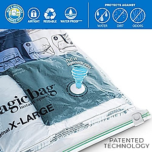 MagicBag 8-Pack Variety Combo Flat Vacuum Compression Bags - Instant Space Saver Storage - Airtight Double Zipper - Clothing, Pillows - Home Organization