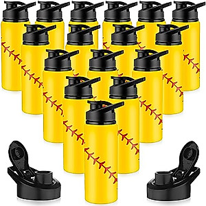 Yaomiao 16 Pcs Softball Gift Softball Water Bottles for Girls Softball Team Accessories Aluminum Water Bottle Bulk Snap Closure Reusable Leak Proof Sports Bottle for Team Gym Sports Travel(20 Oz)