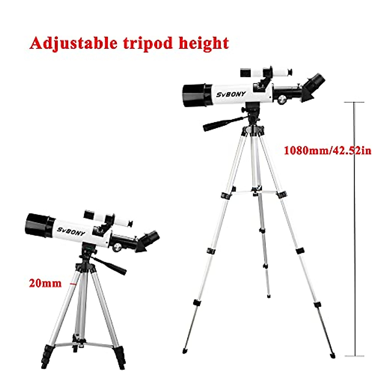 SVBONY Telescope for Kids, 60mm Portable Refractor Telescope, Multi-Coated Optics Ideal Telescope for Beginners