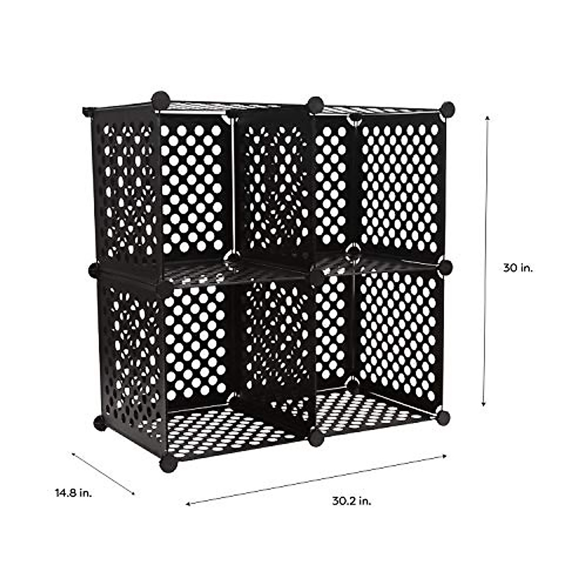 Organize It All Set of 4 Stacking Cubes, Dimensions: 30.2 x 30.2 x 14.8 inches, Stackable Cubes, Great for Any Room, Home Organization, Black