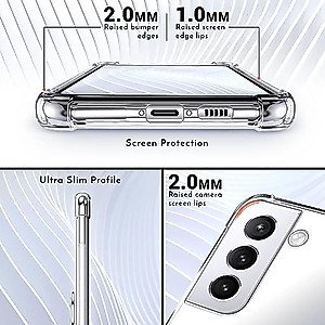 Silverback for Samsung Galaxy S22 Case Clear with Ring Kickstand, Protective Shock -Absorbing Bumper Shockproof Phone Case for Galaxy S22 -Clear