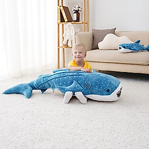 Mukouxun 39inch Whale Shark Stuffed Animal Giant Whale Shark Plush Pillow Toy Realistic Big Whale Shark Stuffed Animals Plush Huge Stuffed Whales Large