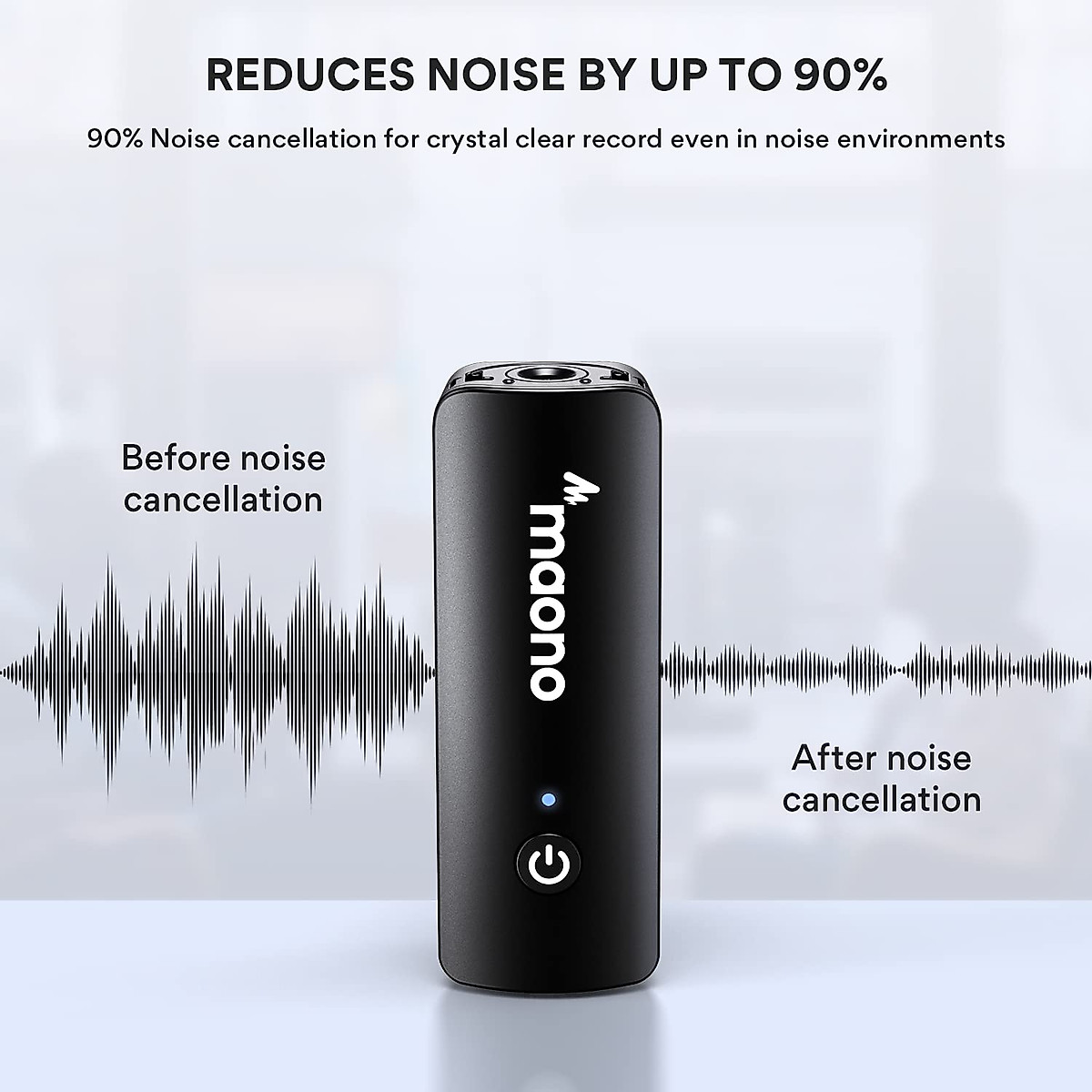 MAONO Wireless Lavalier Microphone for iPhone iPad, MFi Certified, 2.4GHz Wireless Lapel Mic with One Key Noise Cancelling for TikTok, Interview, Vlogging, Live Streaming(WM600 B1)