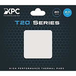 XPC High Performance 20W/mK Thermal Pad T20 Series, 100 x 100mm, White, 0.5mm to 3.5mm Thickness, Non-Conductive for GPU, Electronics, Computer Parts (2.00mm)