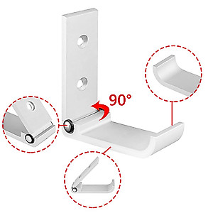 Linkidea Foldable Wall Mounted Coat Hooks, 4 Pack Aluminum Alloy Retractable Headphones Holder, Self Adhesive Robe Hat Towel Keys Bags Hanger for Home, Silver