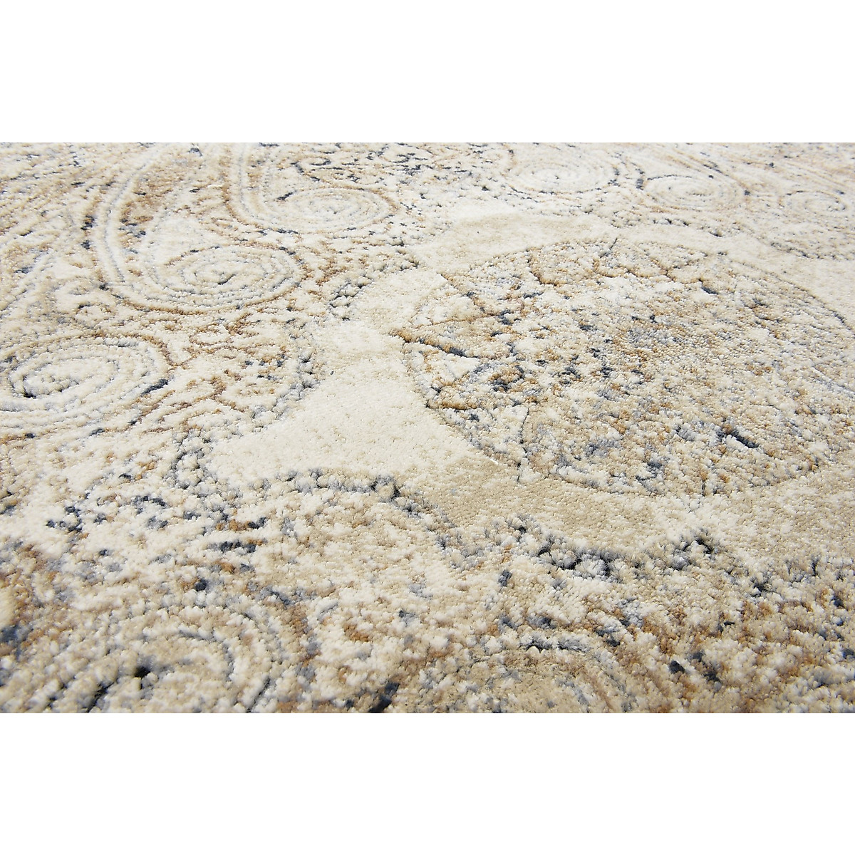 Unique Loom Chateau Collection Area Rug, 4' x 4' Round, Beige