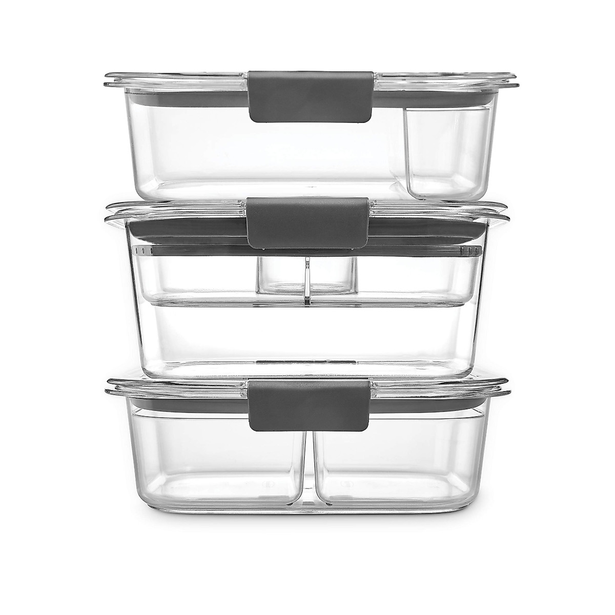 Rubbermaid 12-Piece Brilliance Food Storage Containers, Clear/Grey & Brilliance Food Storage Container, Large, 9.6 Cup, Clear 1991158