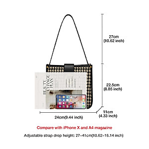 FOXLOVER Women’s Retro Portable Shoulder Bag New Houndstooth Commuter Bucket Bag Purse for Women Large Capacity Casual Underarm Bag