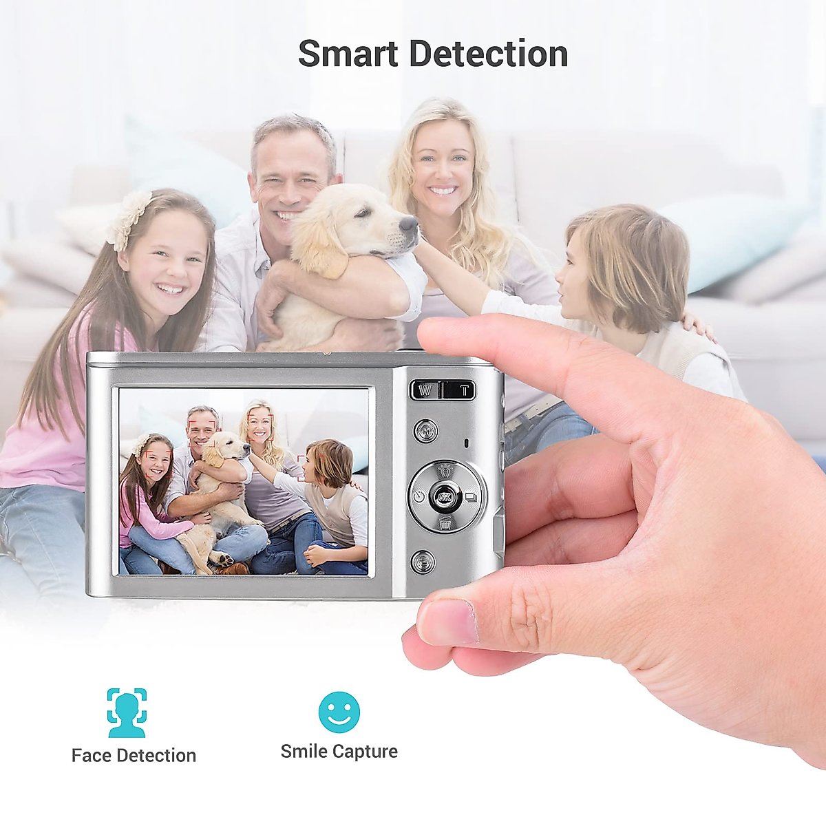 Andoer Portable Digital Camera 48MP 2.7K 2.88-inch IPS Screen 16X Zoom Auto Focus Self-Timer 128GB Extended Memory Face Detection Anti-Shaking with 2pcs Batteries Hand Strap Carry Pouch