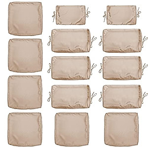 Kimunuk Outdoor Patio Cushion Cover Replacement, Outdoor Cushion Slipcovers for Outdoor Furniture Patio Sofa Couch Outside Zipper Design w/6 Seat Cushion Covers and 8 Backrest Pillow Covers