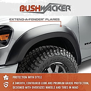 Bushwacker Extend-A-Fender Extended Front Fender Flares | 2-Piece Set, Black, Smooth Finish | 40103-02 | Fits 1999-2006 Chevrolet/GMC Silverado/Sierra 1500; 1999-2004 2500; 01-06 1500 HD/2500 HD/3500