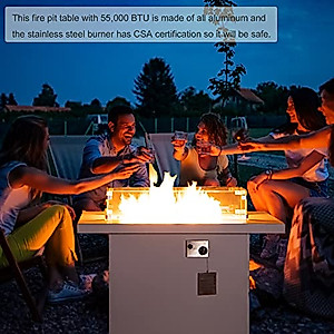 BULEXYARD Aluminum Patio Furniture Set with 43" Propane Gas Fire Pit Table, 9 Pieces Metal Outdoor Furniture Patio Sectional Sofa Large Conversation Sets w/CSA Approved Outdooor Fire Tables(White)