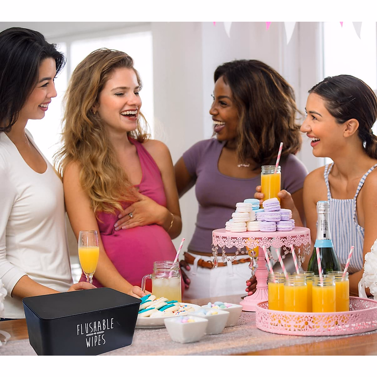 Moorfowl Baby Wipes Dispenser for Bathroom, Upgrade Size(8.2L x 4.9W x 3.9H inches), Flushable Wipes Dispenser Black Wipes Holder Container Box with Large Capacity (Flushable Wipes Holder(Black))