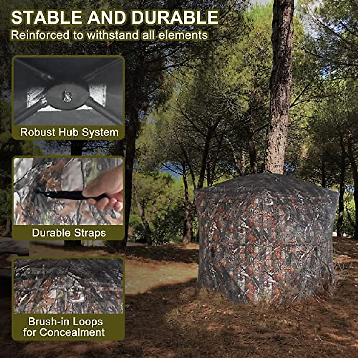 Seeutek Hunting Blind, See Through Hunting Blinds 270 Degree with Carrying Bag, 3 Person Pop Up Ground Blinds for Deer Hunting, Portable Durable Deer Blind for Hunting.