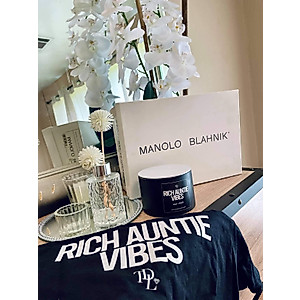 The Diamond Life Home "Rich Auntie Vibes" Milk + Rose Luxury Scented Soy Candle/ 8 oz. Matte Black Tin/55 Hour Burn Time/Fun Gifts For Home & Women