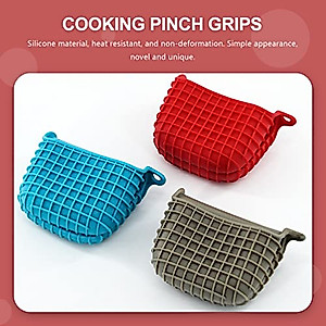 DOITOOL 3pcs Silicone Oven Mitts Heat and Slip Resistant Mini Rubber Oven Cooking Pinch Grips Mitts Small Kitchen Glove Cooking Mittens for Fingertips Baking Tool