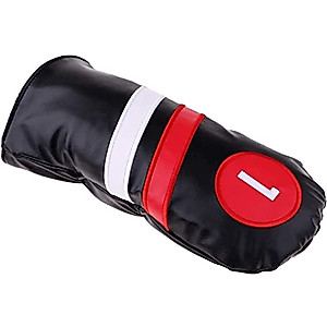 SGerste 1 or 3Pcs Golf Headcovers Set 1 3 5 Driver & Fairway Woods Head Covers with Elastic Closure Waterproof PU Leather Golfer Equipment Gift (Black Driver Cover)