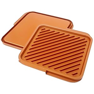 Gotham Steel This Classic Nonstick Double Grill Griddle Pan, Brown Reversible with Ti-Cerama Coating, Perfect for BBQs and More – As Seen on TV, lARGE